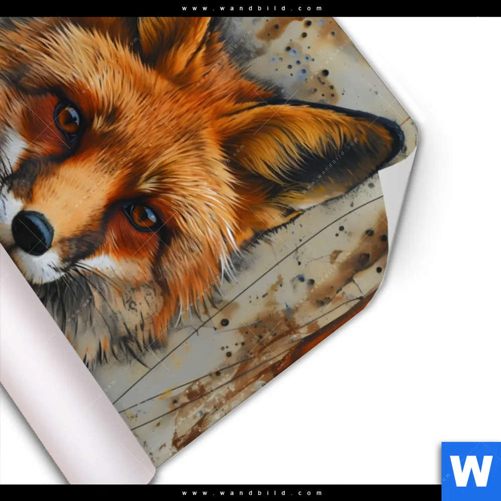 Poster ♥️ Fuchs - Grunge Stil | Hochformat | BigBilder – wandbild.com