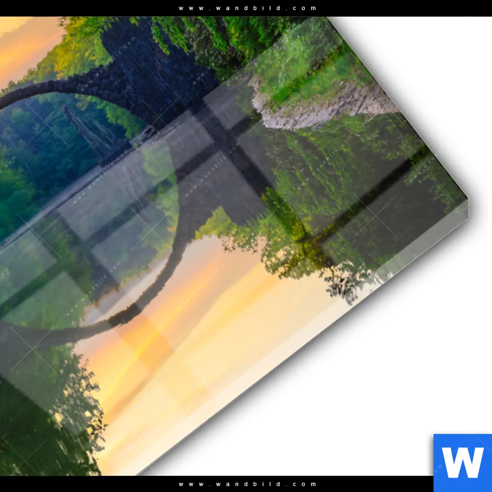 Acrylglasbild ♥️ See mit alter Brücke aus Stein | Querformat | wandbild.com