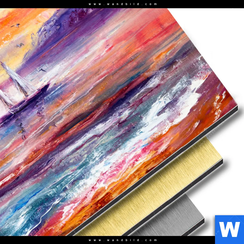 Aluminium-Bild gebürstet Gold Silber Kupfer ♥️ Gemälde mit Boot im ...