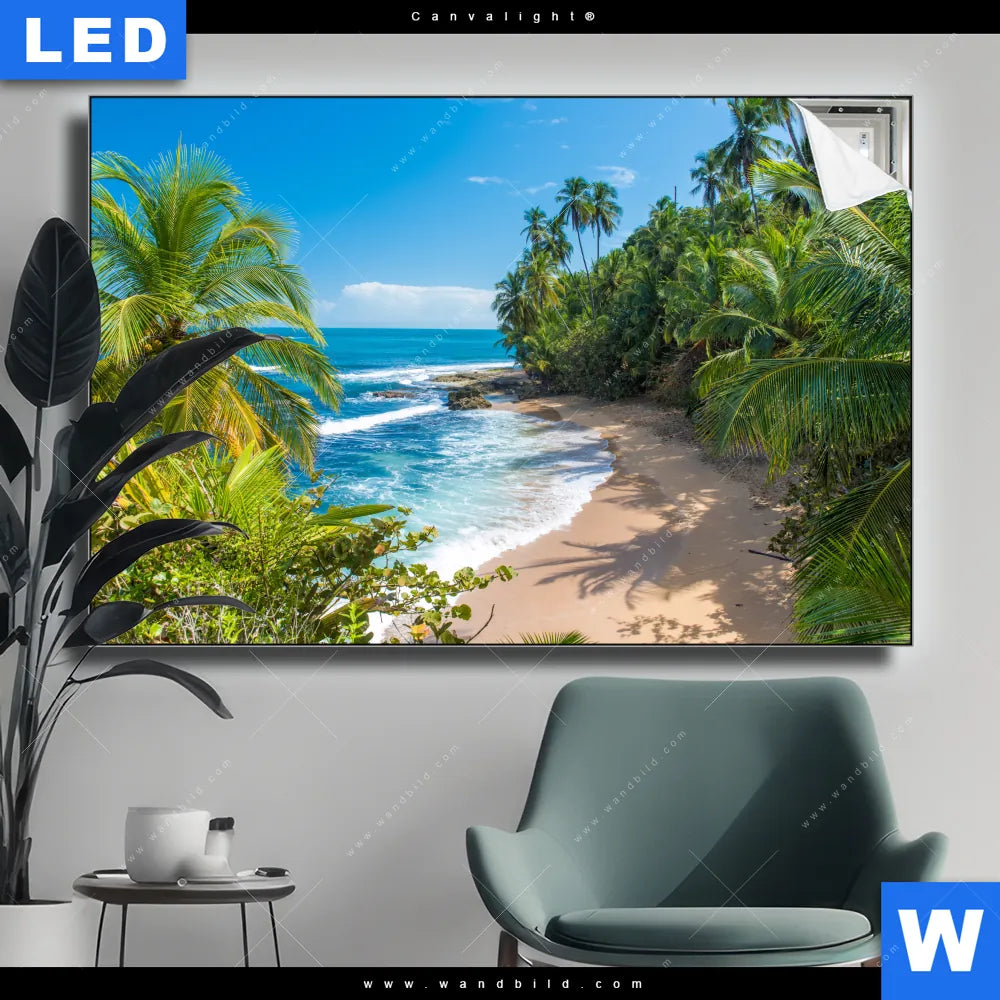 Canvalight® Leuchtbild ♥️ Wilder karibischer Strand | Querformat ...