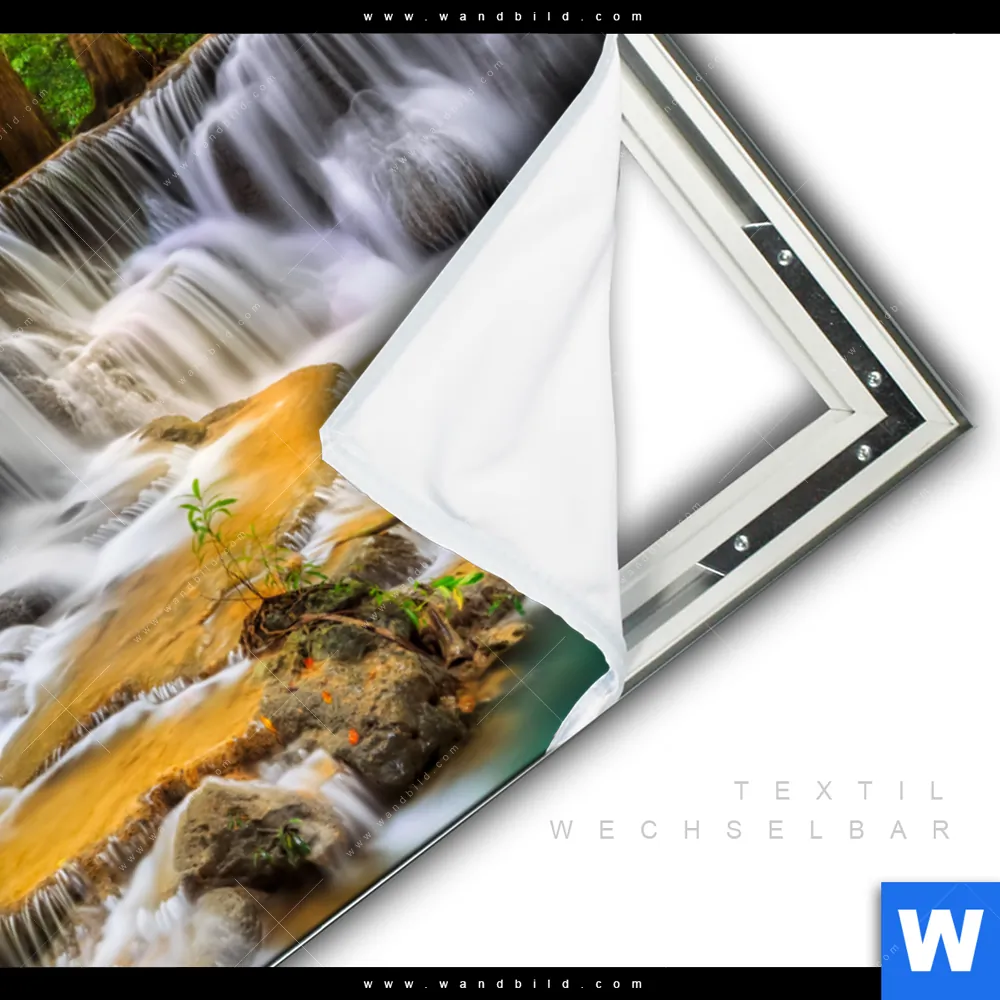 Spannbild 💙 Wald & Wasserfall No. 2 | Querformat | wandbild.com